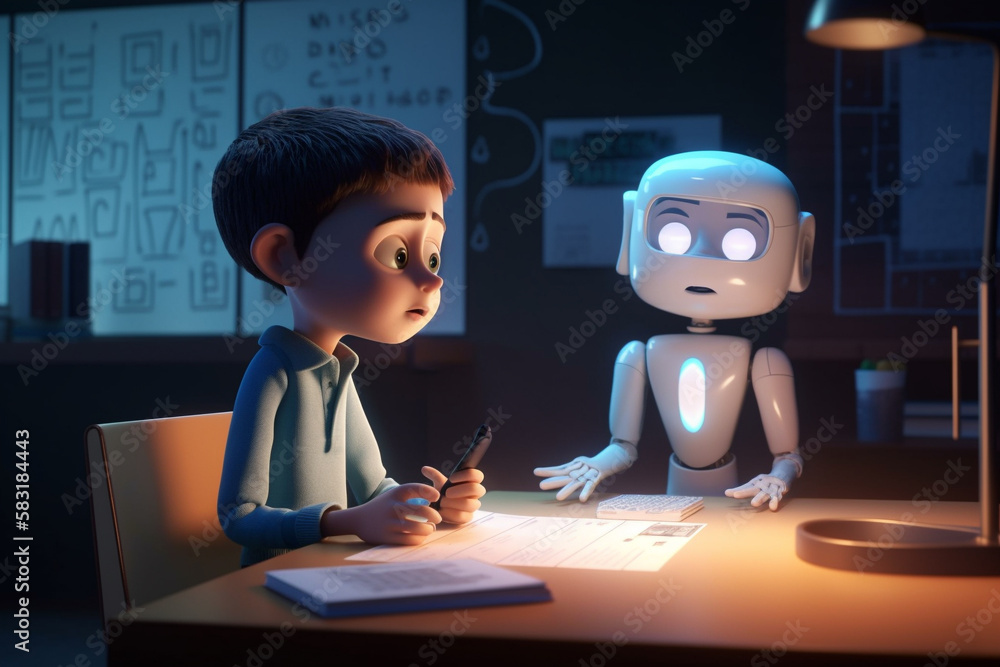 AI Chat Bot Helps Student with Homework. Tutoring with AI Chat Bot. AI ...
