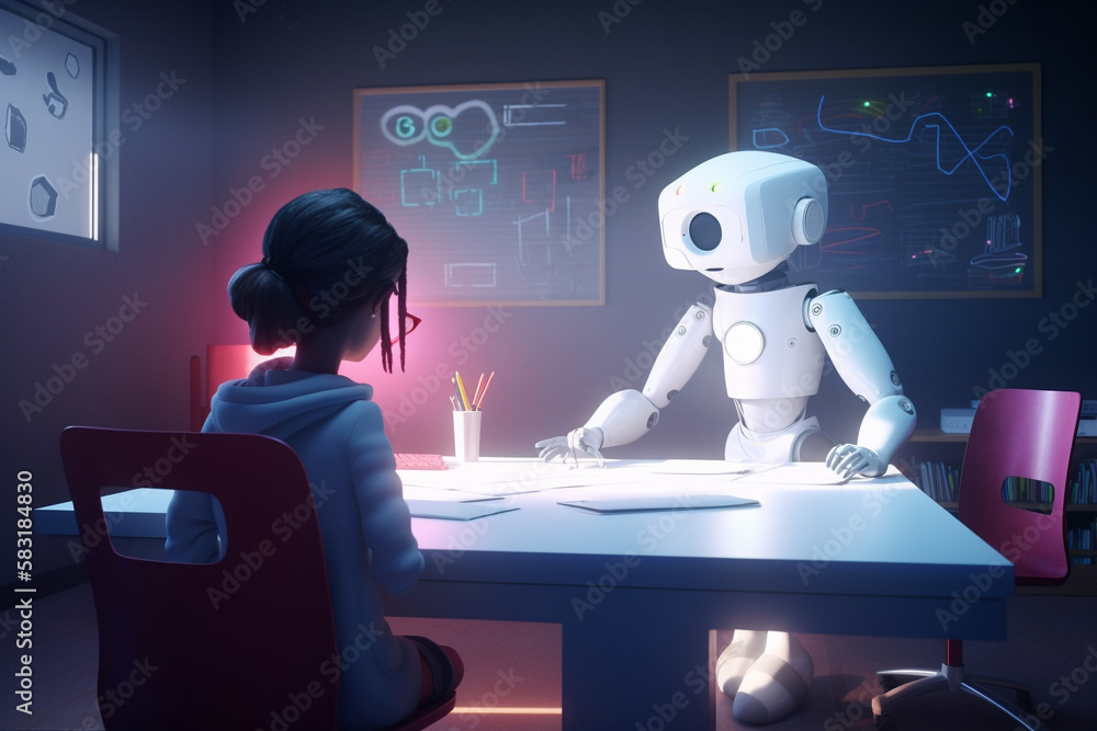 AI Chat Bot Helps Student with Homework. Tutoring with AI Chat Bot. AI ...