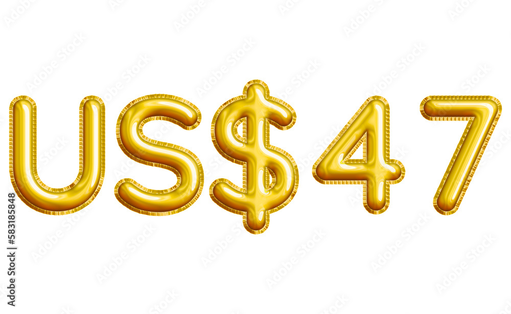 US$47 or Forty-seven Dollar 3D Gold Balloon. You can use this asset for ...