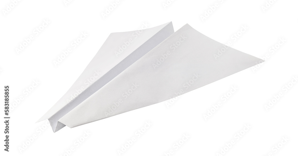 Paper airplane white, front view, isolated on white background with ...