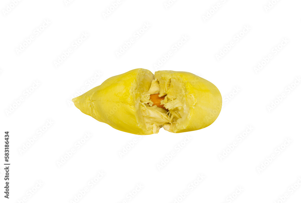 Ripe durian seed with yellow flesh, object isolated on transparent ...