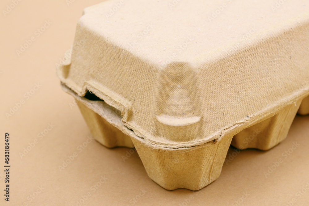 Closed egg box with ten eggs. Close carton pack or egg container. Egg ...