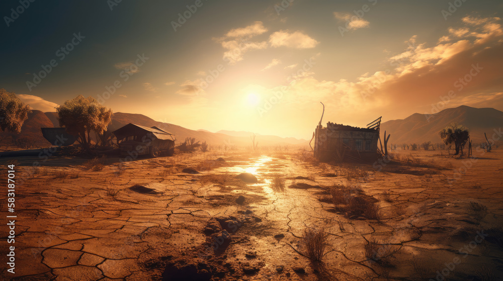 global warming and drought. thirst. post apocalyptic world. realistic ...