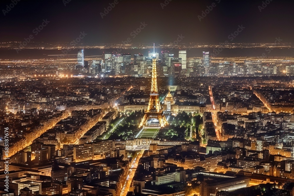 Iconic Paris Skyline at Night: Dazzling Eiffel Tower and Other ...