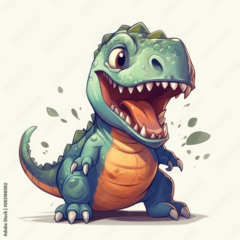 Cute Little T-Rex Having a Roaring Good Time on a White Background ...
