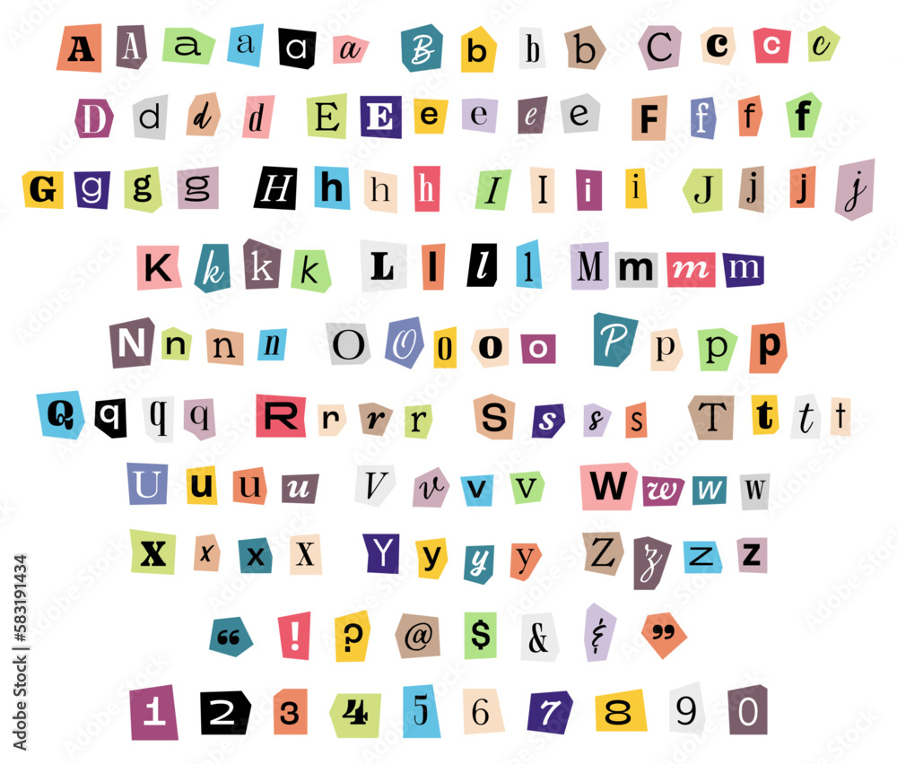 Vector Cutout Scrapbook Ransom Note Letters Stock Vector | Adobe Stock