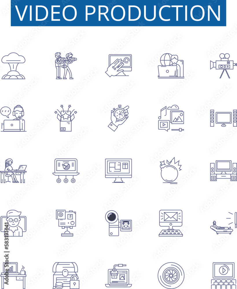 Video production line icons signs set. Design collection of ...