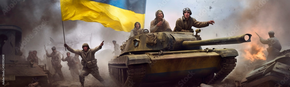 War tanks Ukraine soldiers. Generative AI, Stock Illustration | Adobe Stock