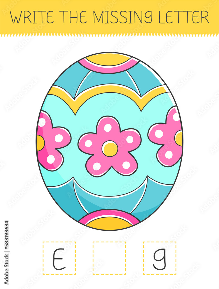 Wtite the missing letter is an educational game for kids with easter ...