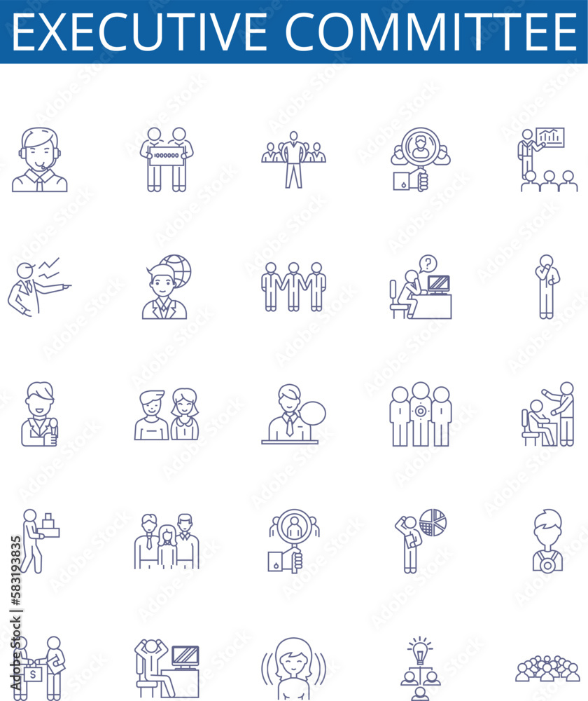 Executive committee line icons signs set. Design collection of ...