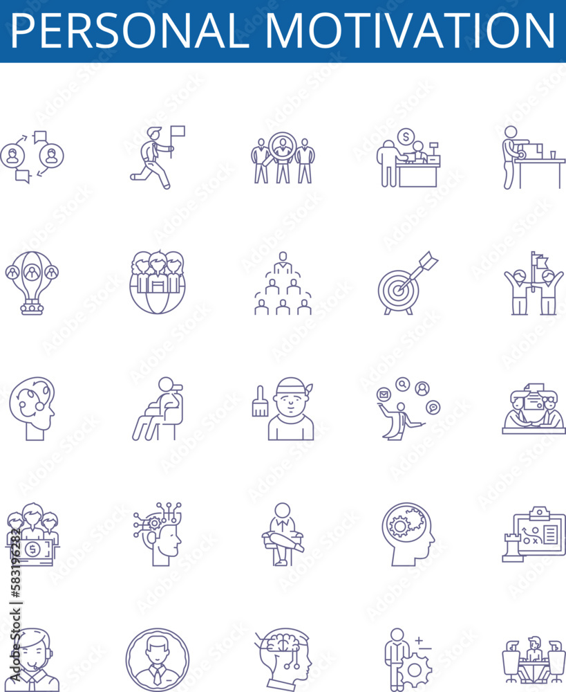 Vecteur Stock Personal motivation line icons signs set. Design ...