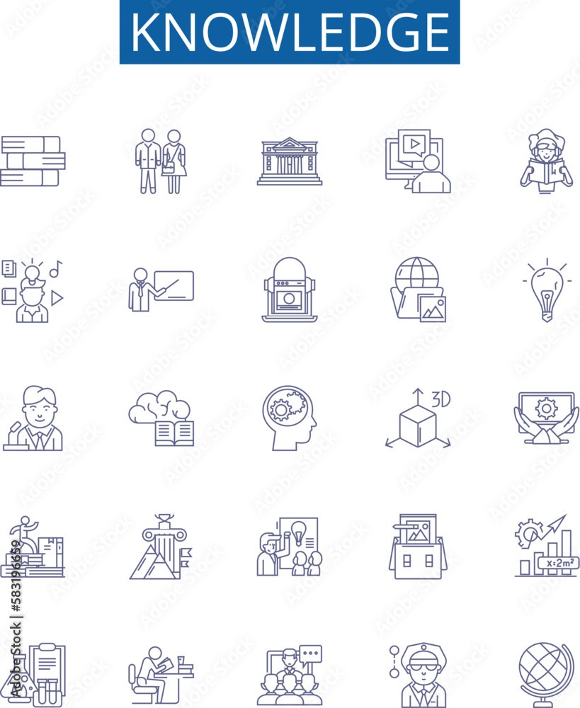 Knowledge line icons signs set. Design collection of Understand, Learn, Wisdom, Realize, Insight ...