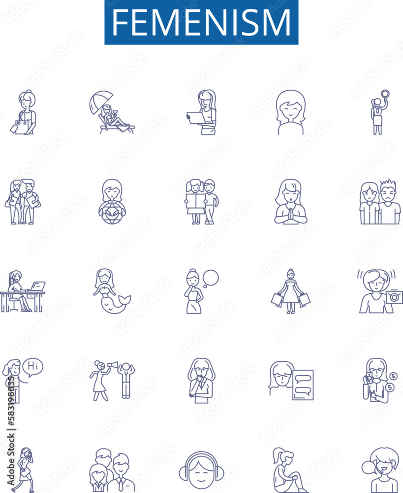 Femenism line icons signs set. Design collection of Feminism, Womanism ...