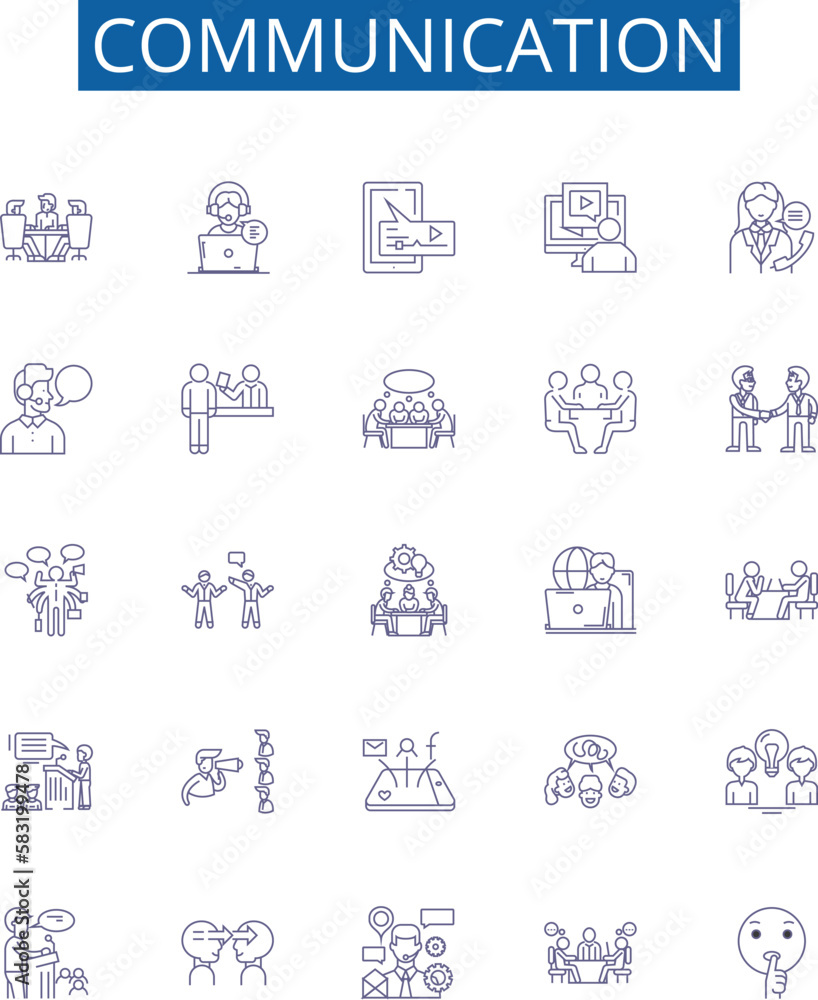 Vecteur Stock Communication line icons signs set. Design collection of ...