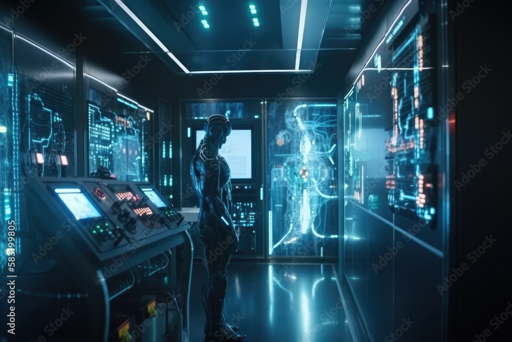 AI takes power and becomes alive, AI robot escapes, created with ...