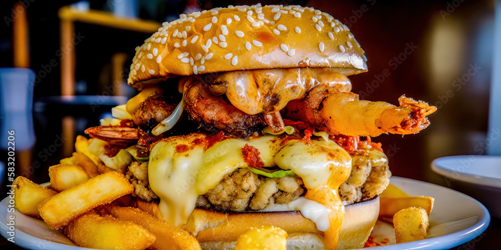 Hamburger Cheeseburge Spezial Delikat Beef Vegie Hummer Shrimps Döner ...