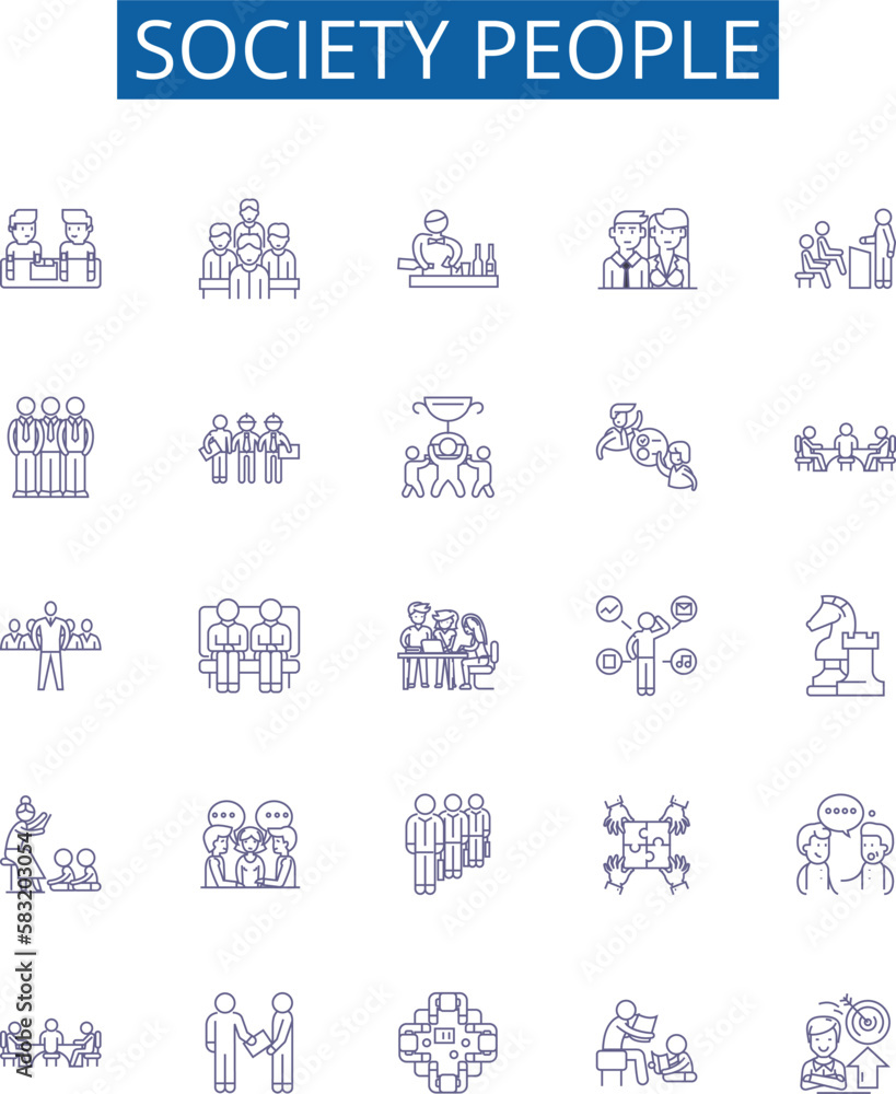 Society people line icons signs set. Design collection of Society ...