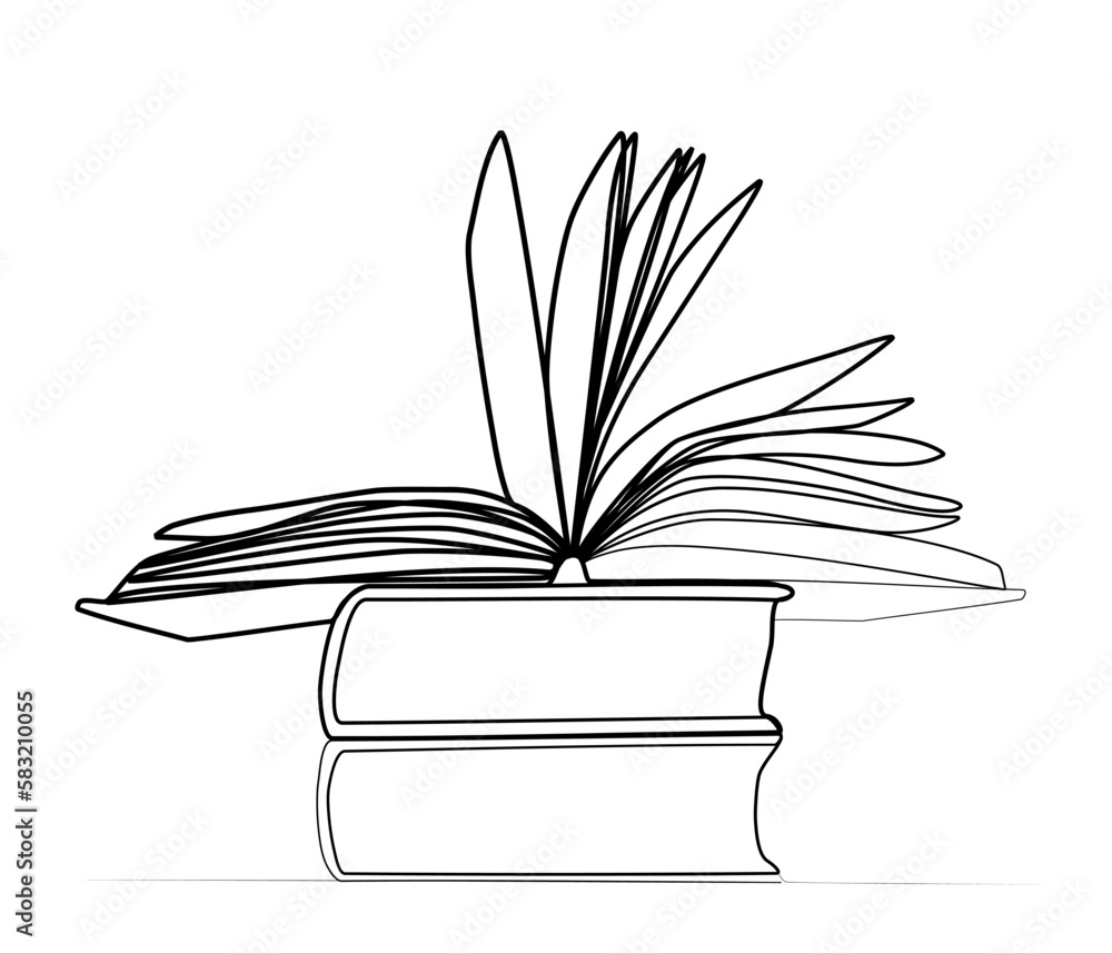 continuous drawing of an open book with one line. Stock Vector | Adobe ...