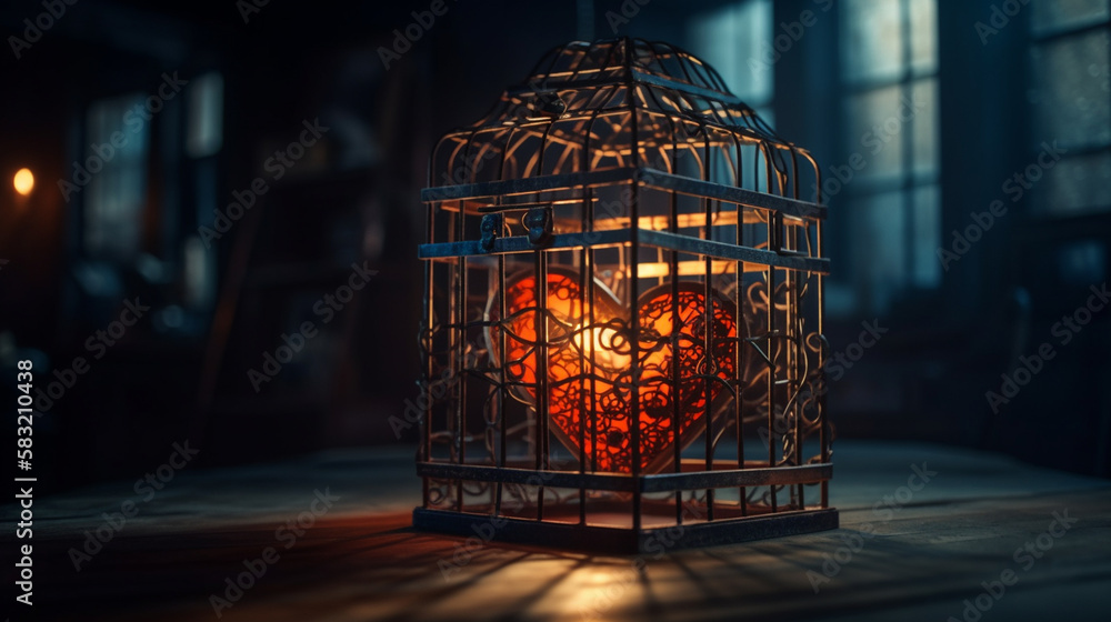 Heart in a cage. Love and romance concept.generative ai Stock ...