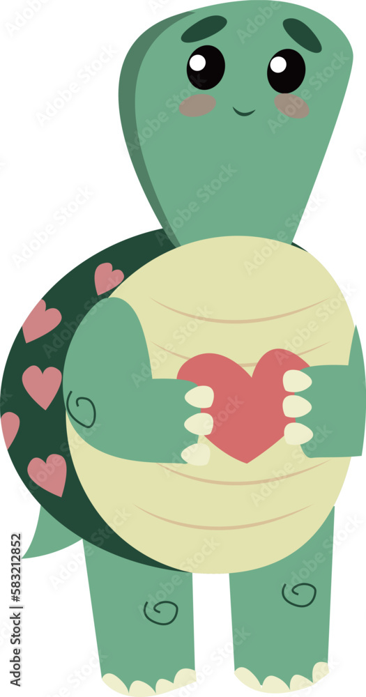 turtle .Cartoon characters. turtle with heart vector illustration ...