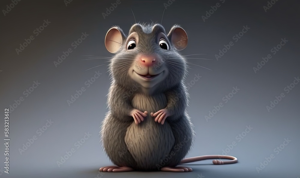 a cartoon mouse sitting on its hind legs with its arms crossed and eyes ...