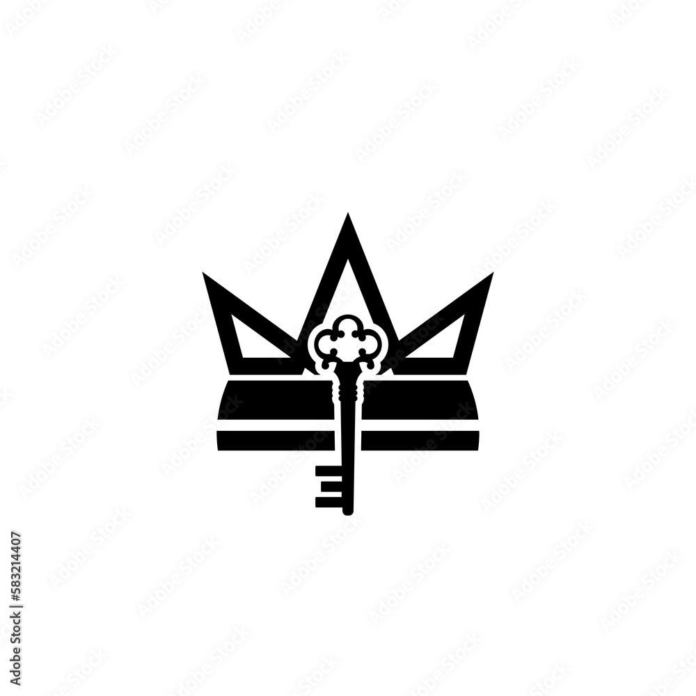 Crown and key logo icon isolated on transparent background Stock ...