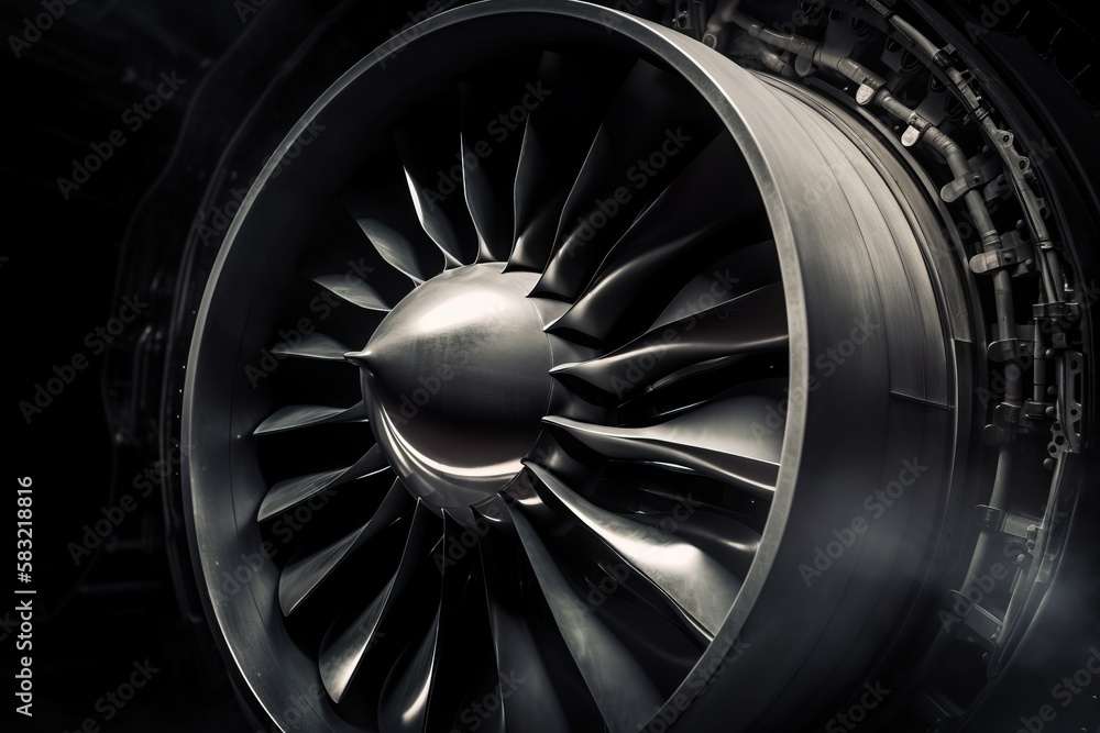 a close up of a jet engine in a dark room with smoke coming out of the ...