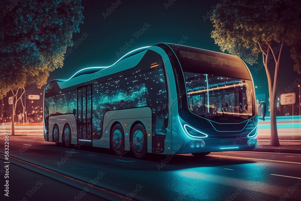 Future of urban autonomous mobility city bus. Public transport ...