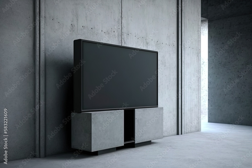 a tv installed on the wall of a contemporary, minimalist interior ...