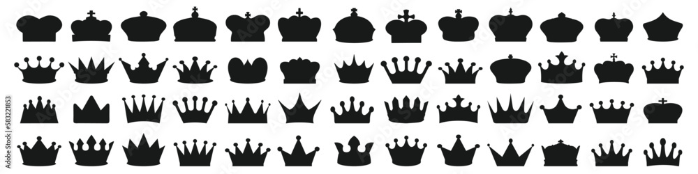 Crown king mega icons. Crown icon set. Royal crown symbol collection ...
