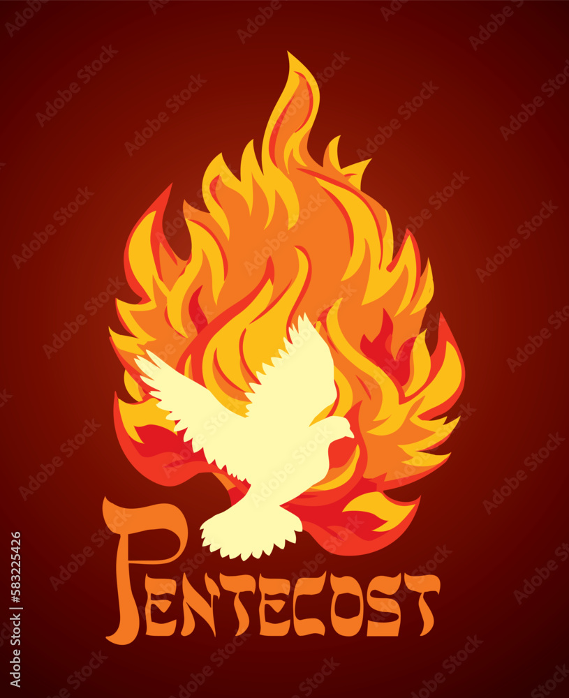 Pentecost sunday. Baptism with the Holy Spirit. Vector drawing icon ...