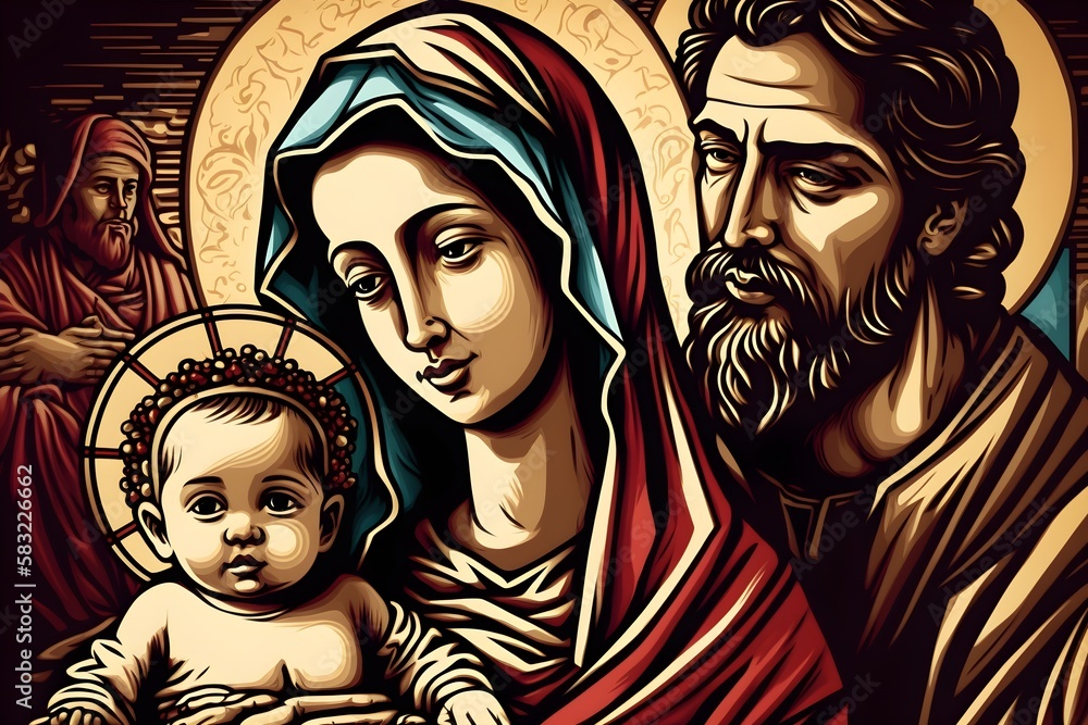 Wallpaper Illustration and background of Jesus, Mary and Joseph, holy ...