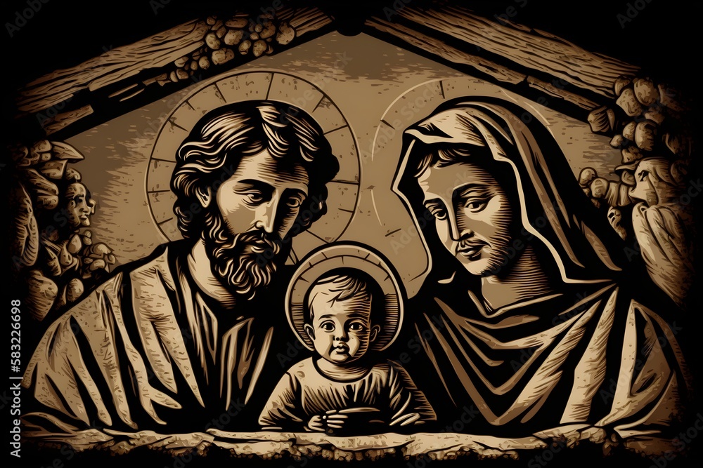 Wallpaper Illustration and background of Jesus, Mary and Joseph, holy ...