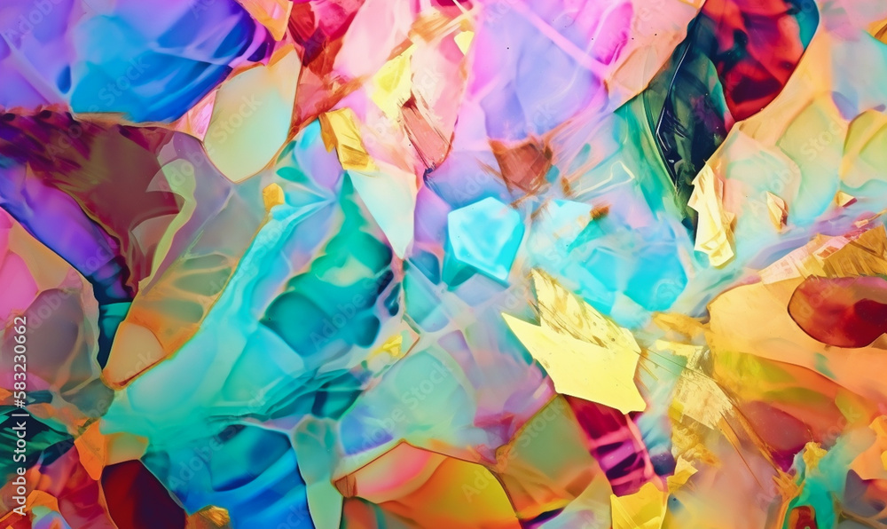 Digital wallpaper background of a cracked iridescent and opalescent ...
