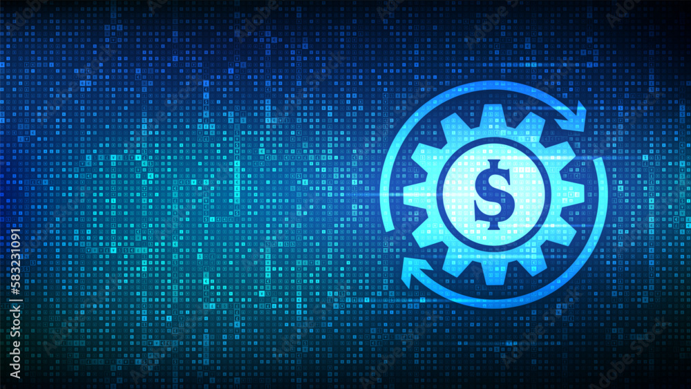 Fintech icon made with currency symbols. Financial technology, online ...