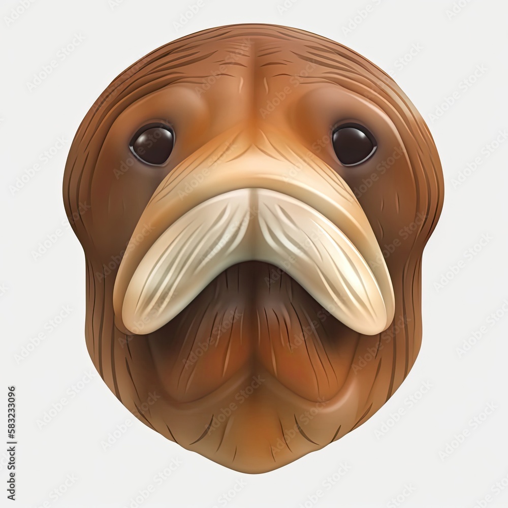 Walrus Sad Facial Expression On Blank Background Generative AI Stock Illustration | Adobe Stock