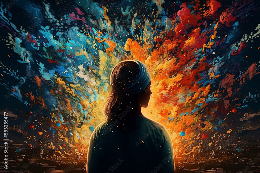 illustration of annual collective mind concept art, exploding mind ...