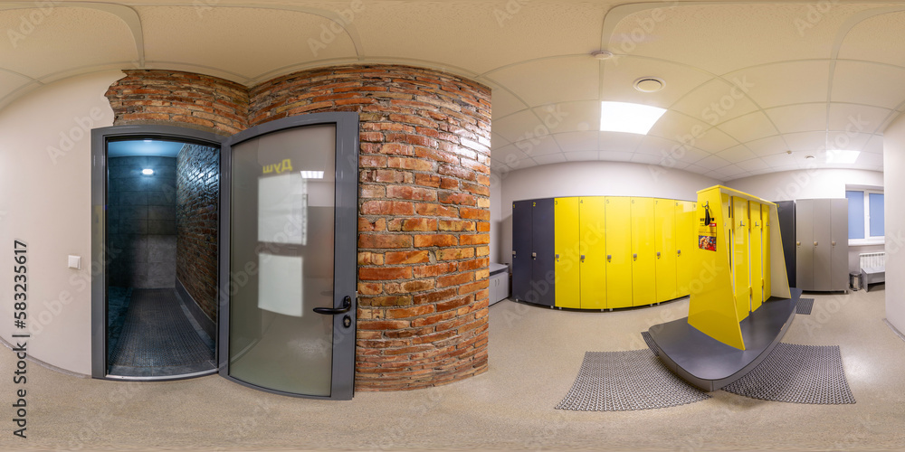 Complete seamless 360-degree panorama in the interior of a modern gym ...