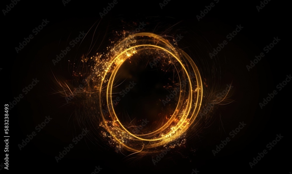 a glowing circle on a black background with a lightening effect in the ...