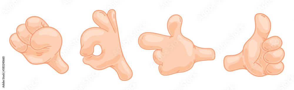 Cartoon Hands Showing Different Gestures Vector Set Stock Vector ...