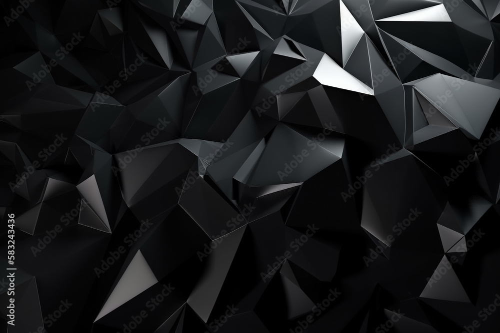 Black background. Abstract black triangle texture Low poly. Generative ...