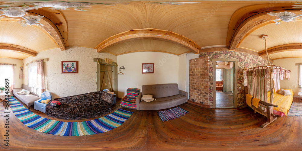 Full 360 hdri panorama view in bedroom room in luxury elite vip ...