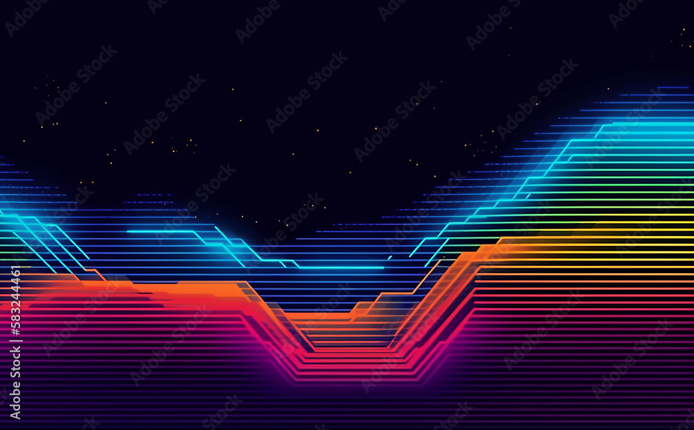 70s and 80s glitch style. VHS cover effect. Old fashion style lines ...