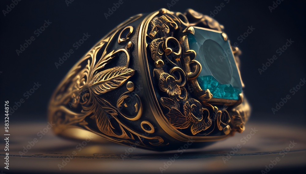 Awesome expensive luxury persian empire ring, close-up shot. AI ...