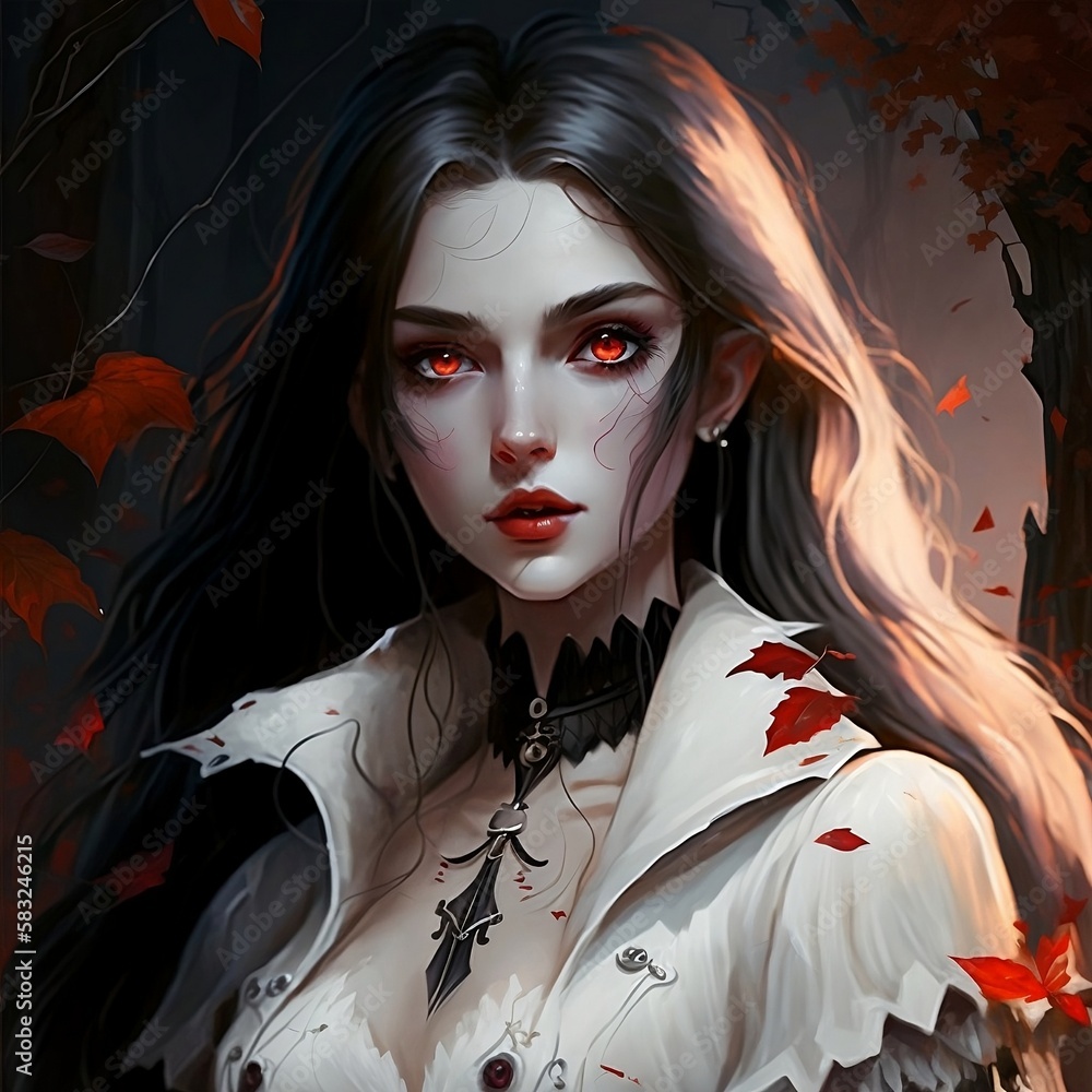 Non-Existent Person Female Vampire Character in a Forest Generative AI ...