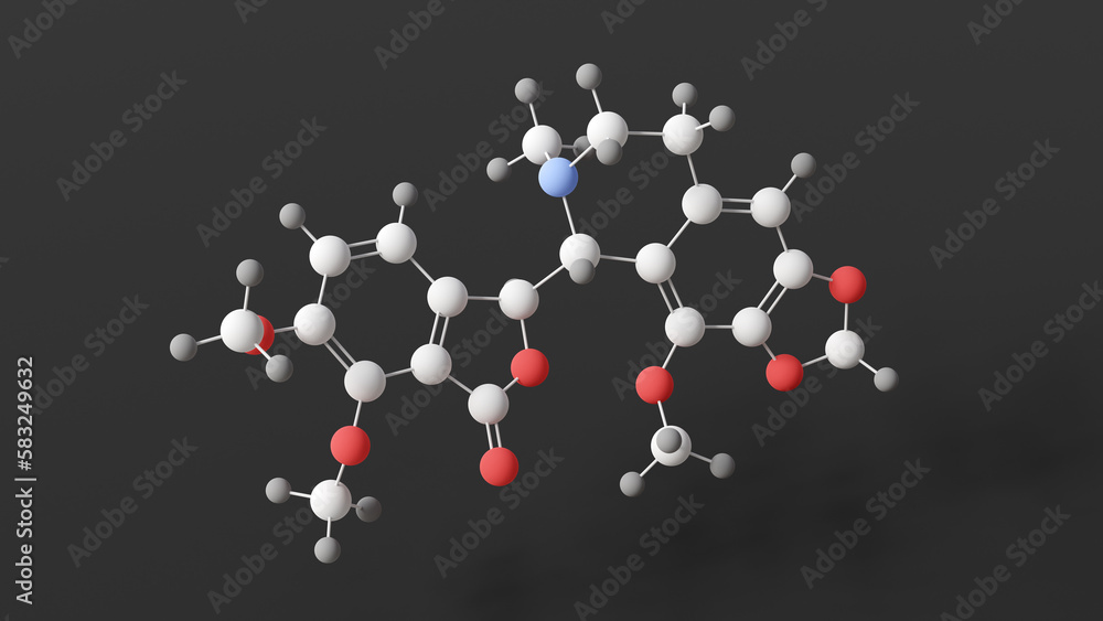 noscapine molecule, molecular structure, nectodon, ball and stick 3d ...