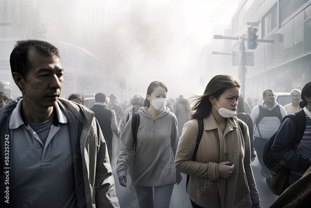 Generative AI Illustration of a group of people walking through the ...