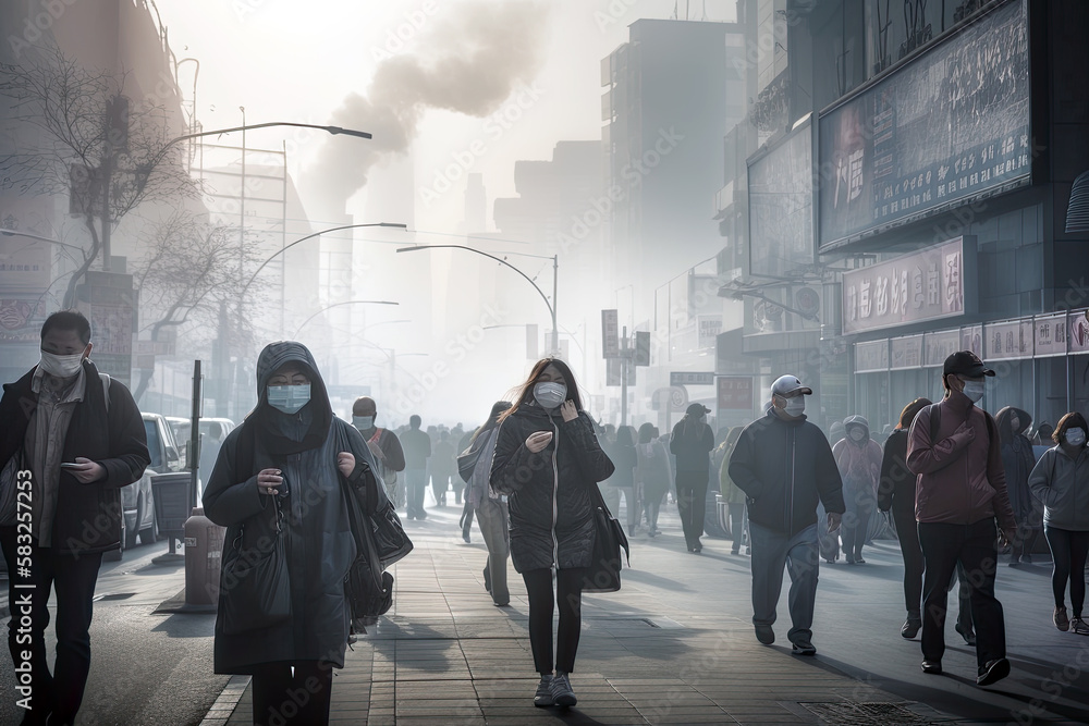 Generative AI Illustration of a group of people walking through the ...