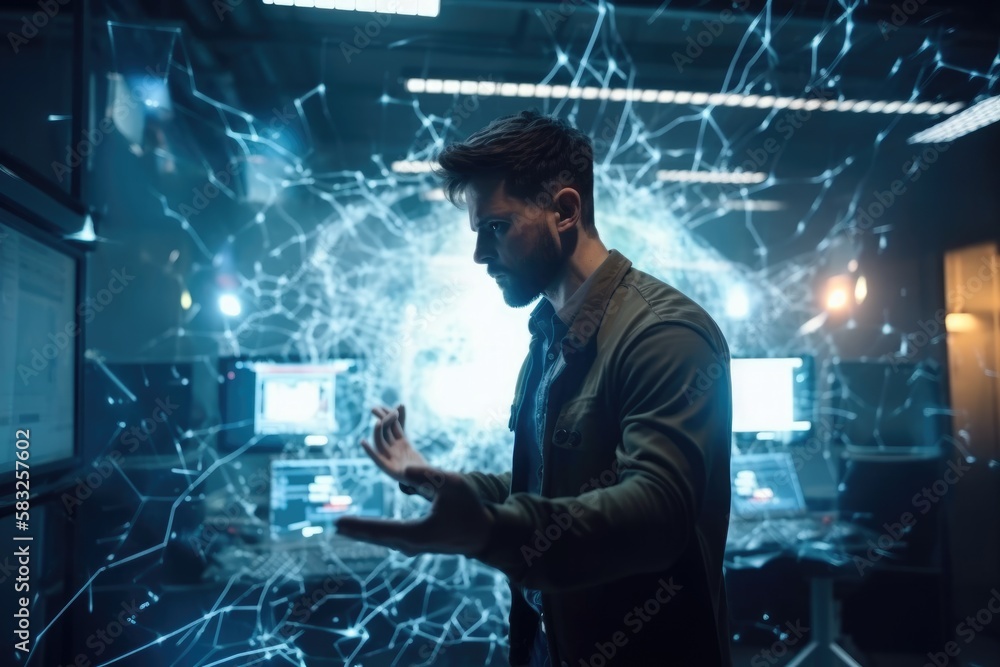 AI breaks out and infects man, AI becomes alive, created with ...