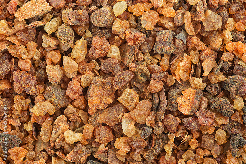 Frankincense resin as background, top view. Aromatic yellow resin ...